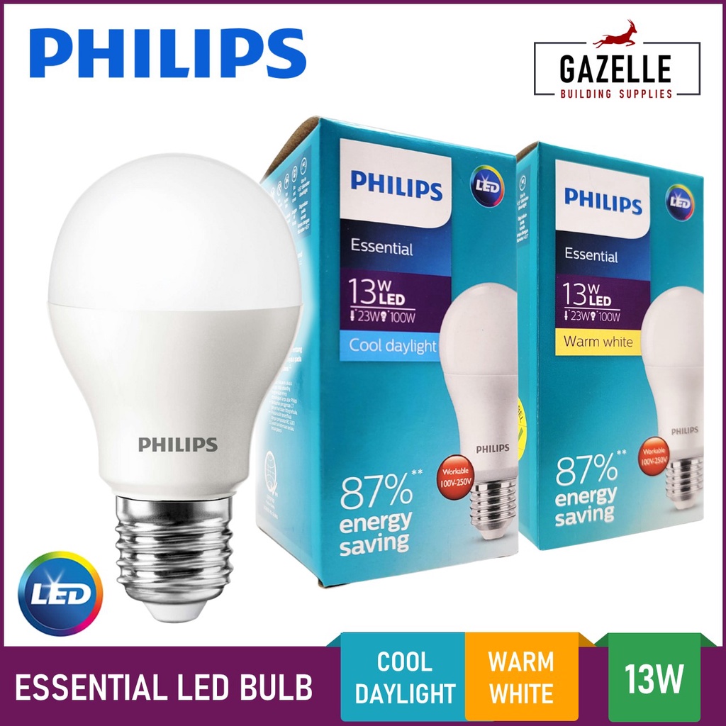Philips Essential LED A60 Light Bulb Cool Daylight / Warm White - 13 ...