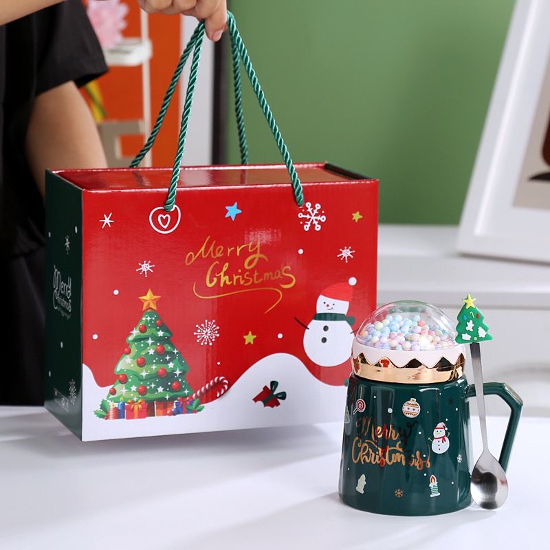 Gift Box For Christmas Ceramic Mugs W/ Lid Free Spoon | Shopee Philippines