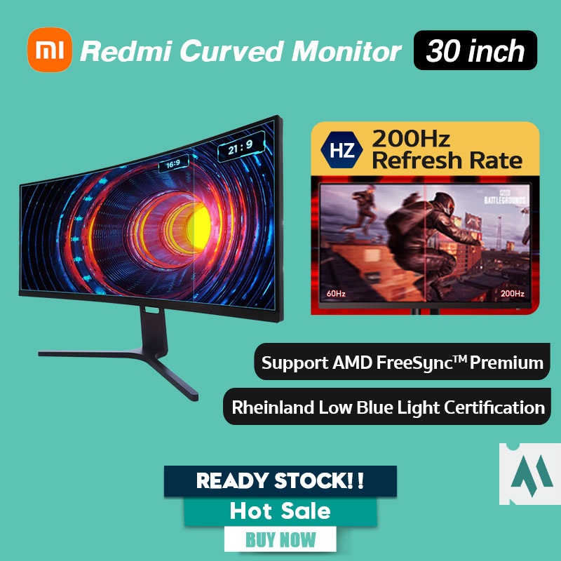 Xiaomi Redmi Curved Monitor 30 Inch 200 Hz 2560*1080 WFHD Wall Mount ...