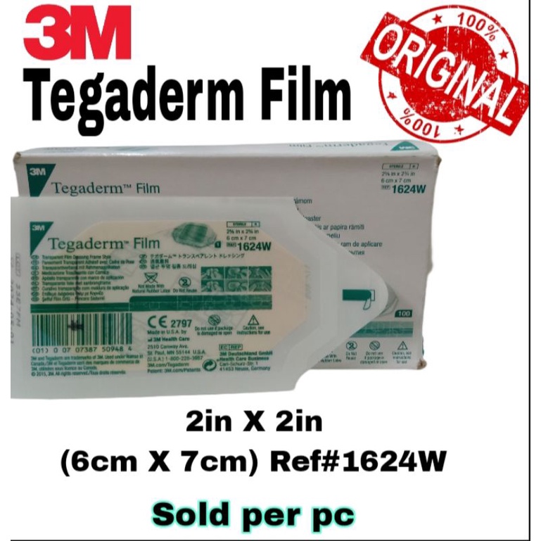 3M Tegaderm Transparent Film Dressing 1624W (2inX2in) 6cm by 7cm (made ...