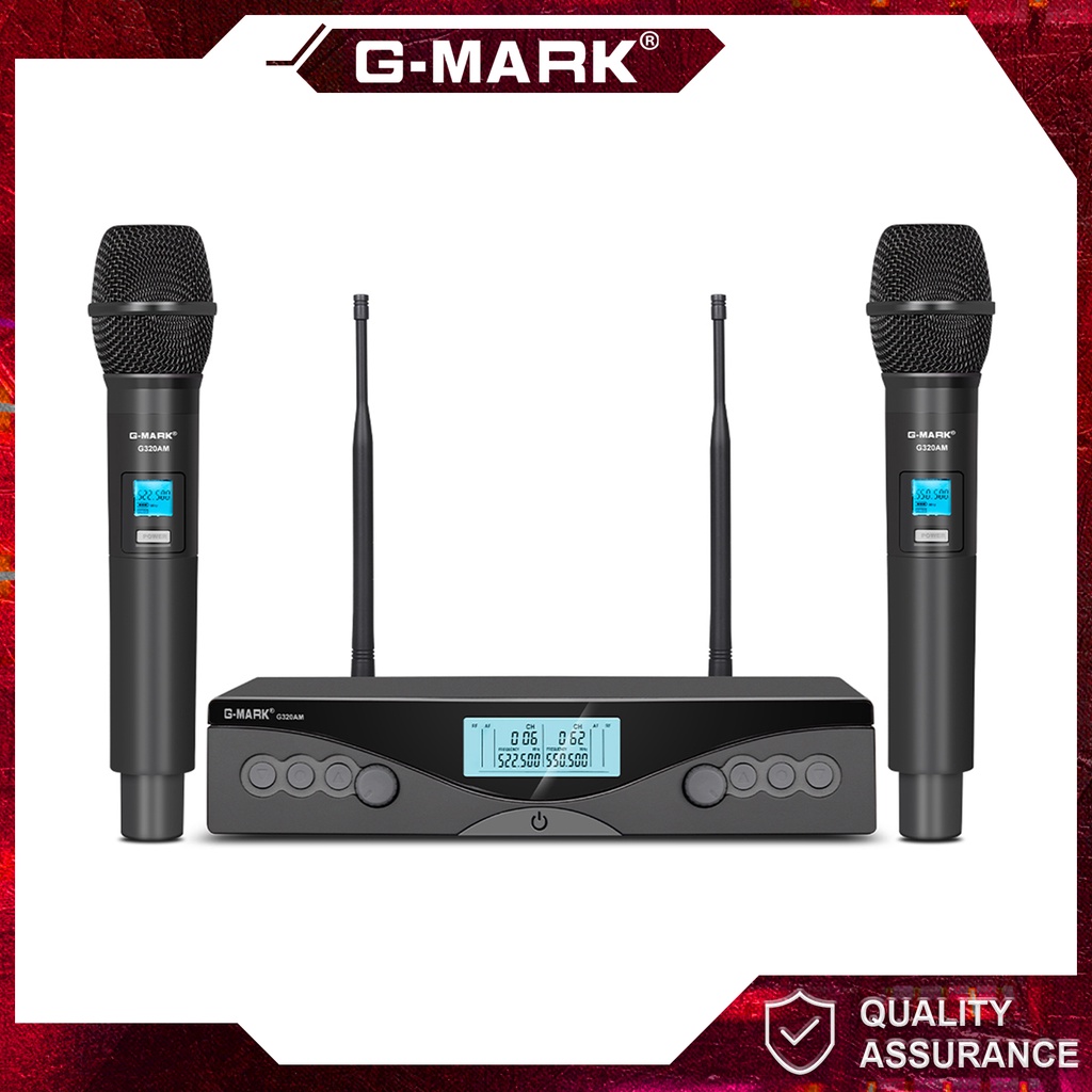 G-Mark G320AM UHF Wireless Microphone System Dual Mic Complete Set for ...
