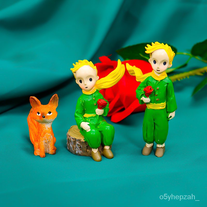 Lovely The Little Prince Rose Action Figure Fox Resin Figurine ...