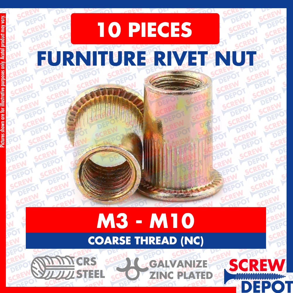 10PCS M3 M4 M5 M6 M8 M10 | Rivet Nut | Plated Furniture Nut | Rivnut ...