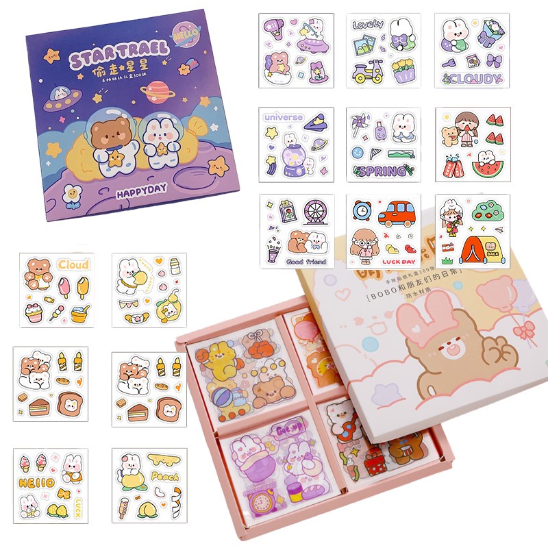 100pcs Kids Waterproof Stickers Momo Cartoon PET Sticker | Shopee ...