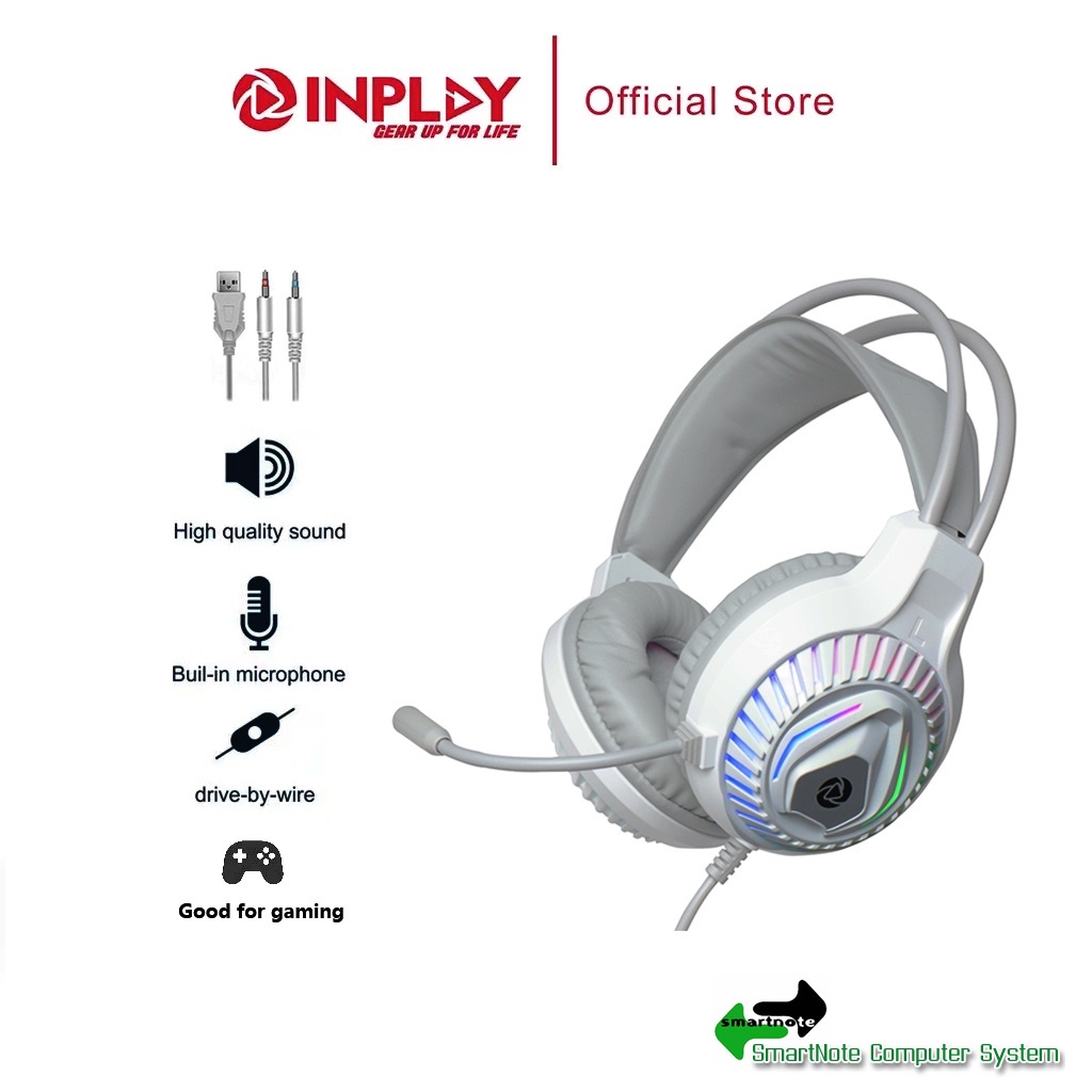 INPLAY H20 Gaming Headset RGB Light Noise Cancellation Wired Headphone With Mic For PC /Laptop ...