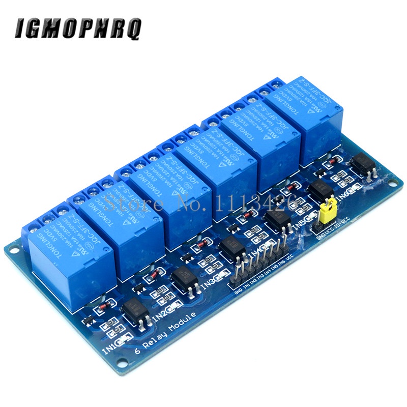 DC 5V 6 Channel Relay Module with Light Coupling Optocoupler Insulation ...