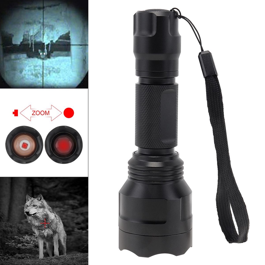 850nm IR Infrared Light, 38mm Lens Zoomable Night Flashlight Torch with ...