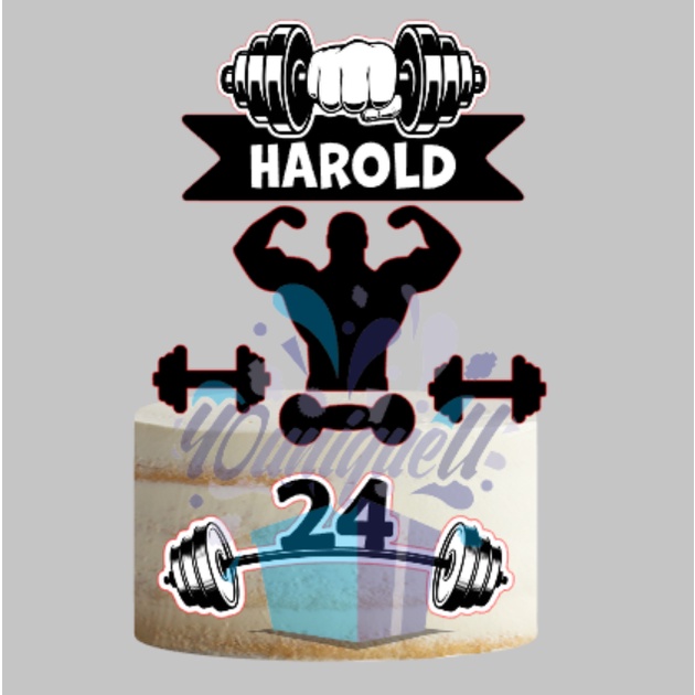 Weightlifter / Bodybuilder Cake Topper (customized name and age ...