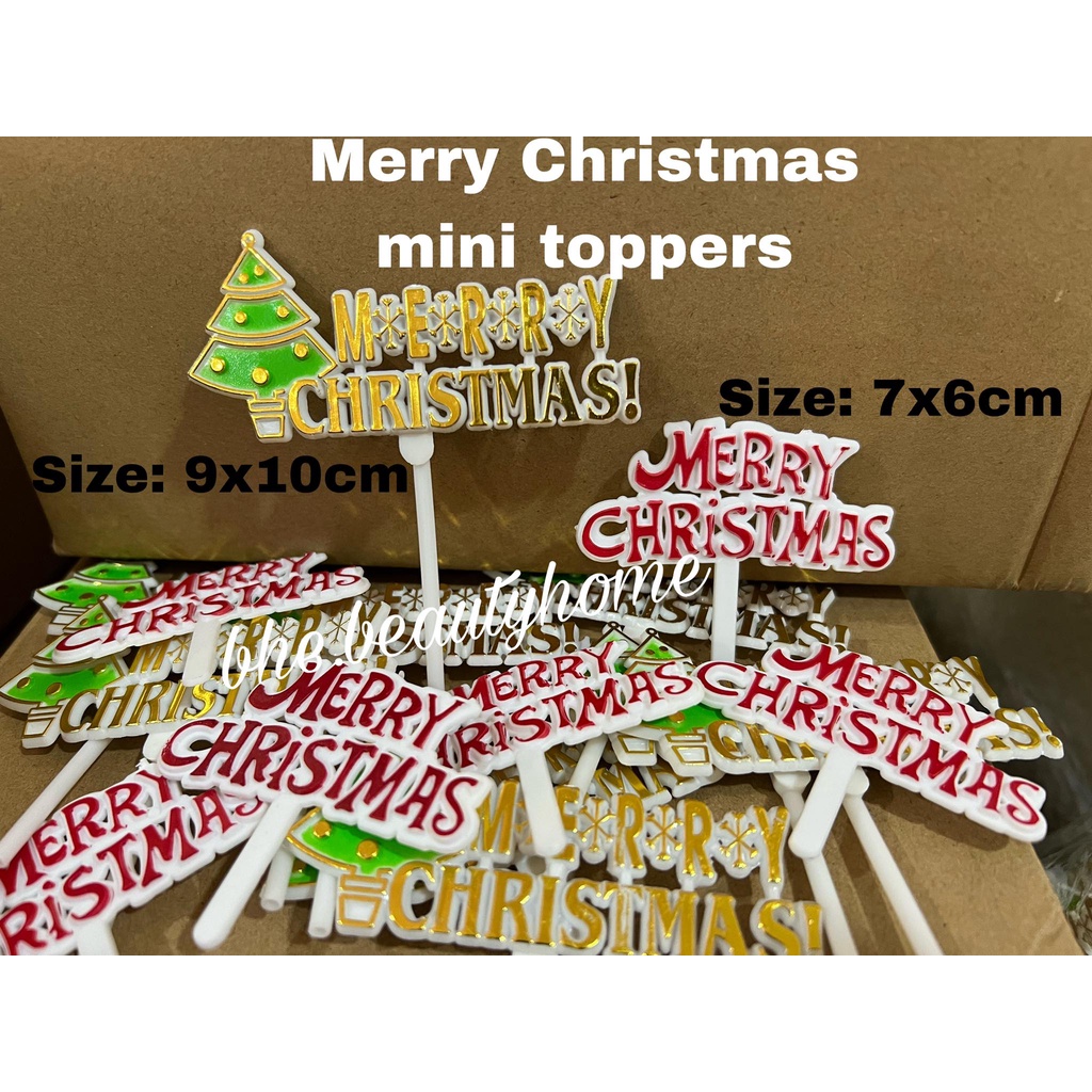 Merry Christmas Cake Cupcake Toppers Sticks Picks Tree Cake Decorations ...