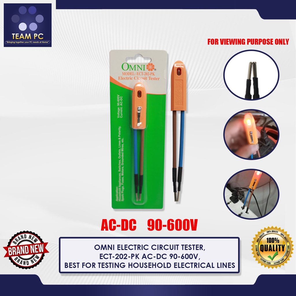 OMNI ELECTRIC CIRCUIT TESTER, ECT-202-PK AC-DC 90-600V, BEST FOR ...