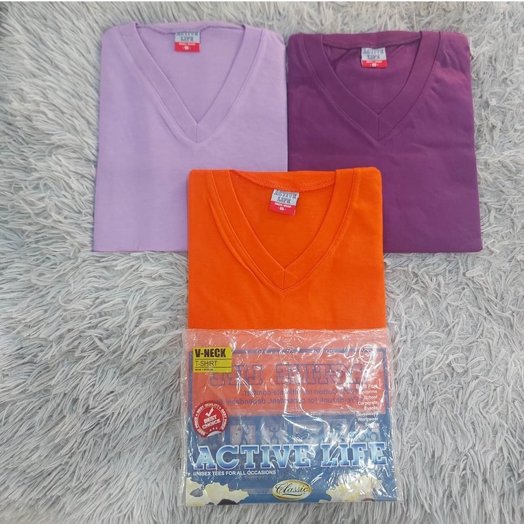Active Life V Neck T Shirt Plain Unisex Adult Teen XS to 3XL Tangerine ...