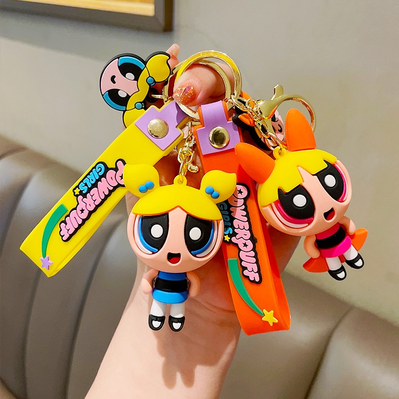 Cartoon Cartoon Anime Powerpuff Girls Keychain Small Gift Pendant ...