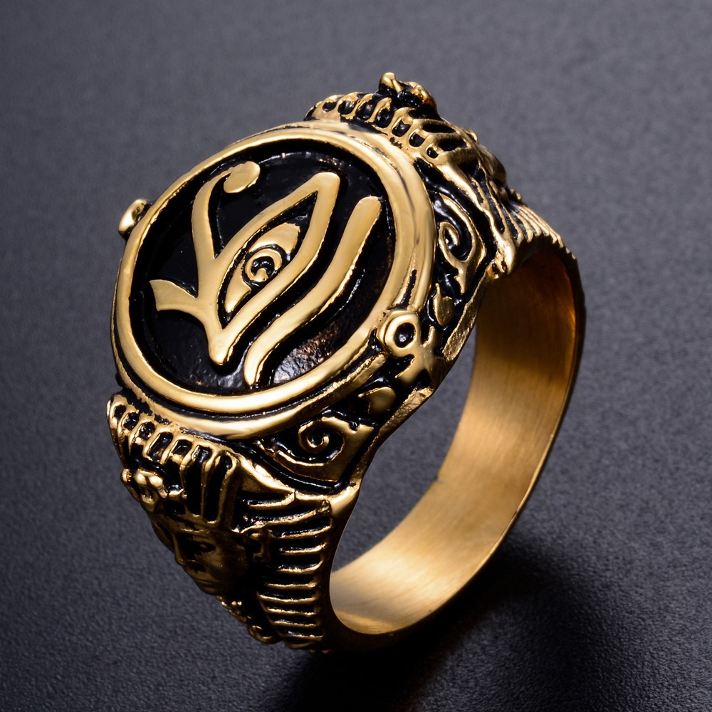 Vintage Ancient Egypt Eye of Horus Ring Stainless Steel Egyptian ...