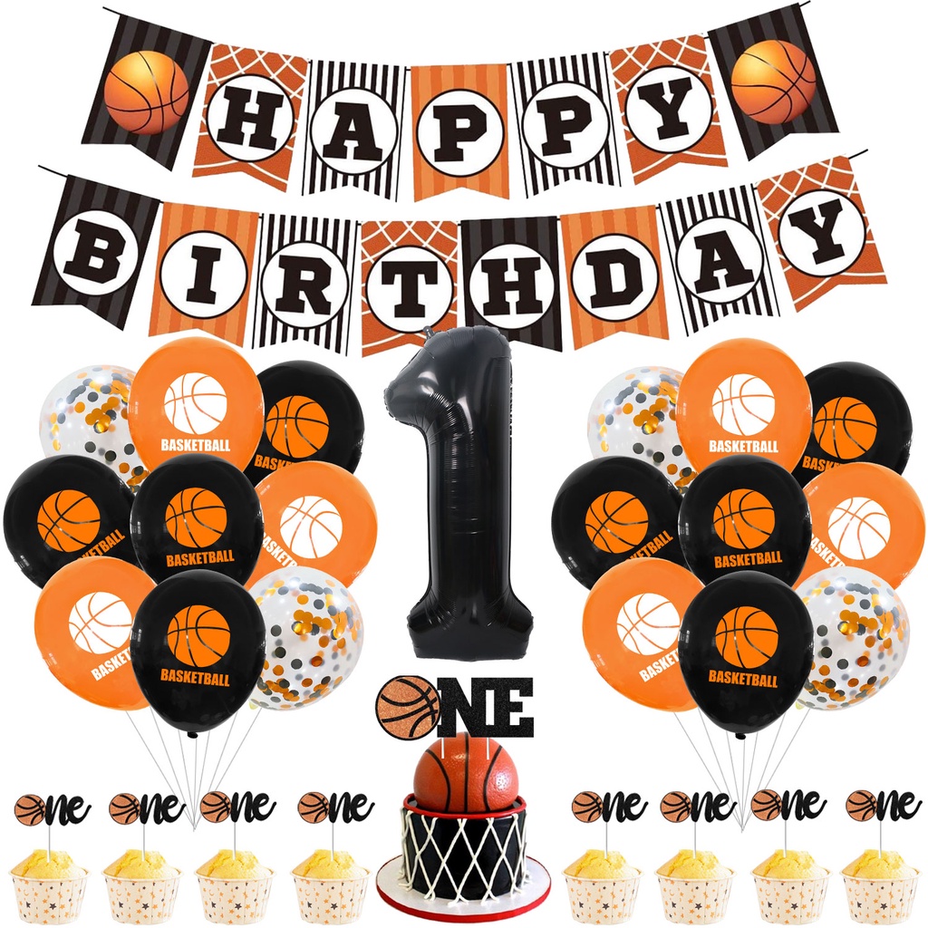 CHEEREVEAL Basketball Theme First Birthday Decorations Number 1 Foil ...
