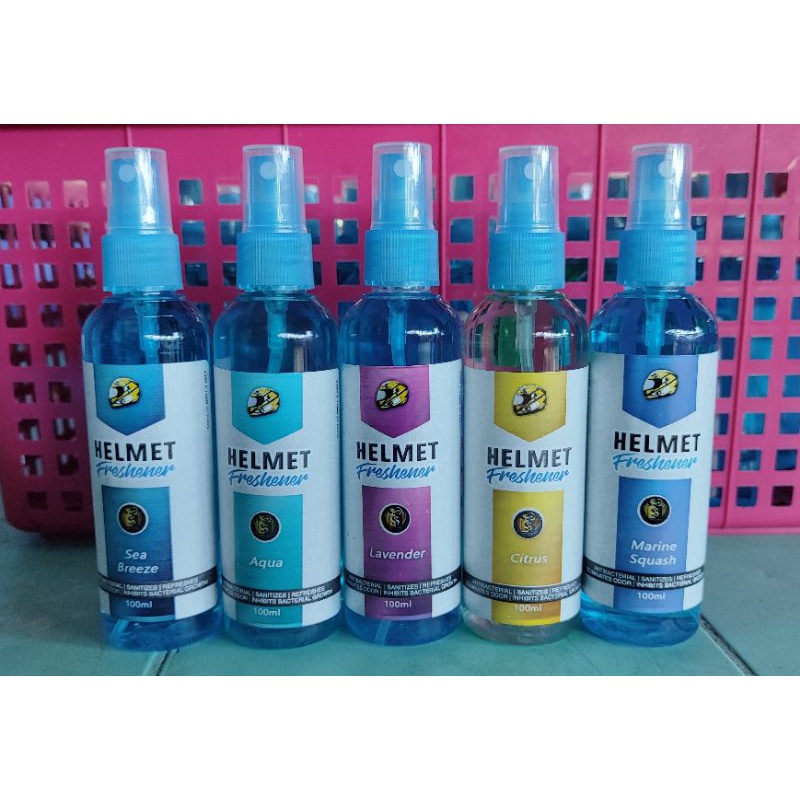 Helmet Freshener Spray 100ml - Citrus, Aqua, Marine Squash, Citrus, Sea ...
