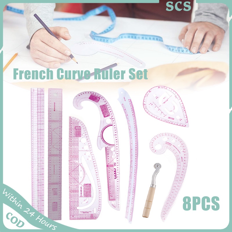 8PCS Clear Metric Sewing Ruler Set Sewing French Curve Ruler for ...