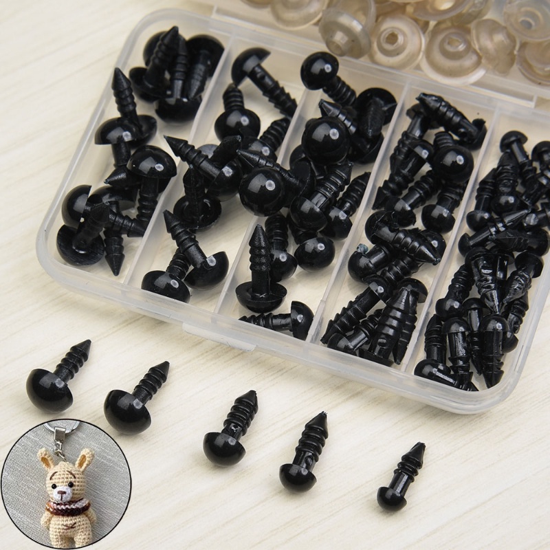 100 Pcs Animal Eyeball Doll Accessories Black Plastic Plush Safety Eyes ...