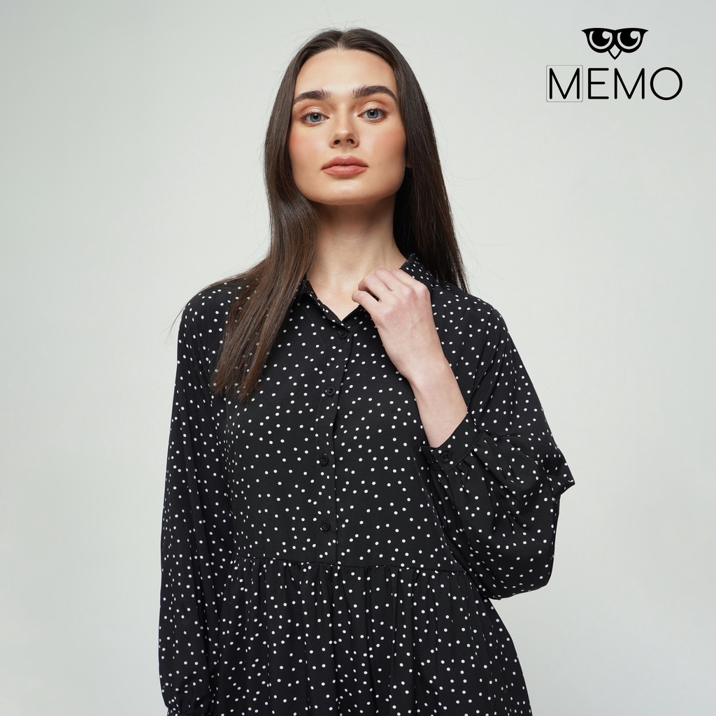 Memo Tiered Dress For Women (Black/White) | Shopee Philippines