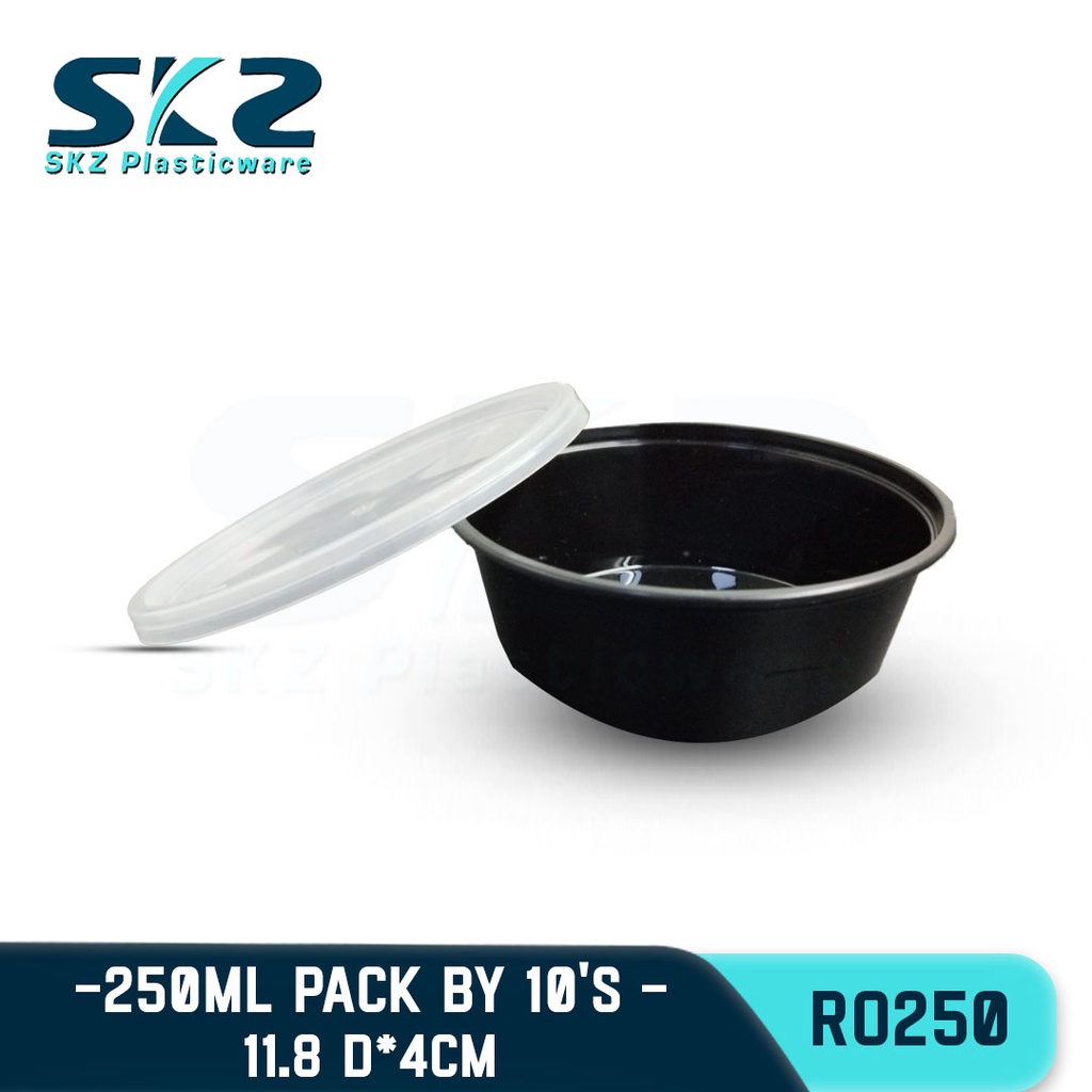 SKZ 10PCS CLEAR AND BLACK ROUND CONTAINER RO250-1500 ENVRONMENTAL ...