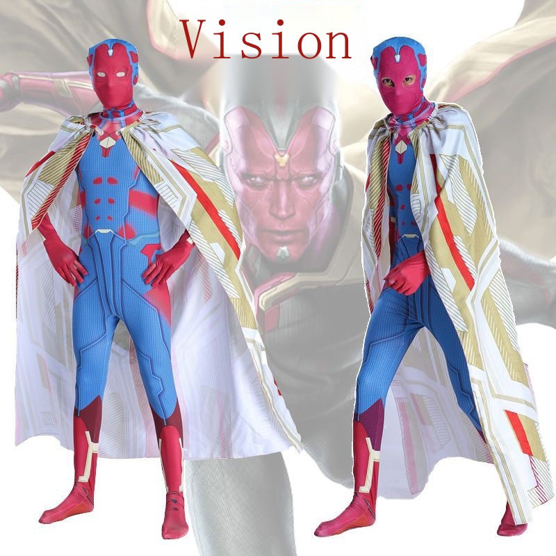 Marvel series character dress up costume Vision kids and adult cosplay ...