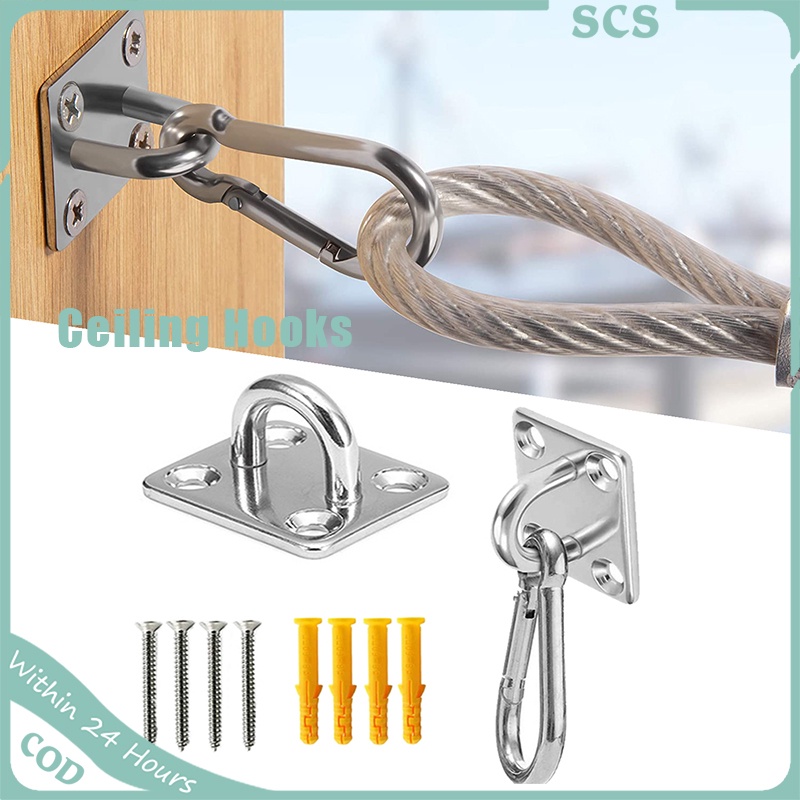 Ceiling Hooks Stainless Steel Square Pad Eye Hooks with Expansion ...