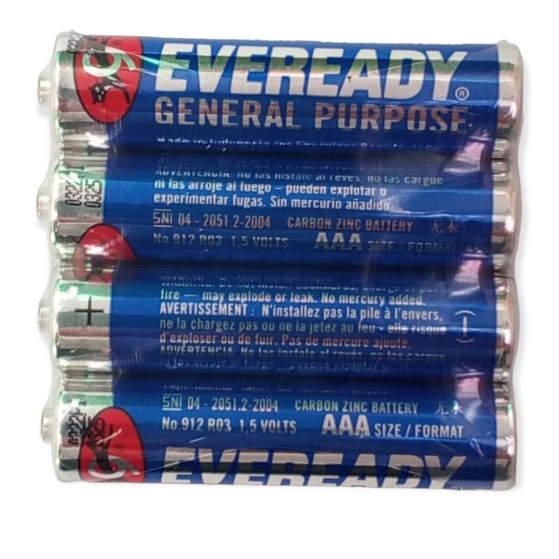 Eveready Battery General Purpose AAA Blue Shrink Wrap Battery (4pcs ...