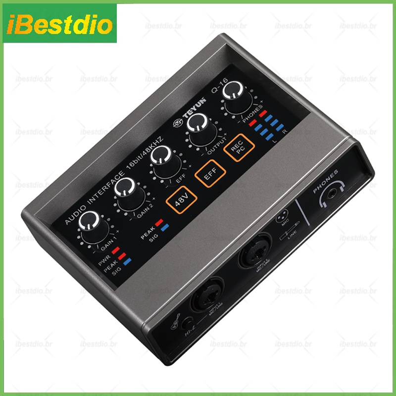 Professional Audio Interface Sound Card for Microphone Recording Live ...
