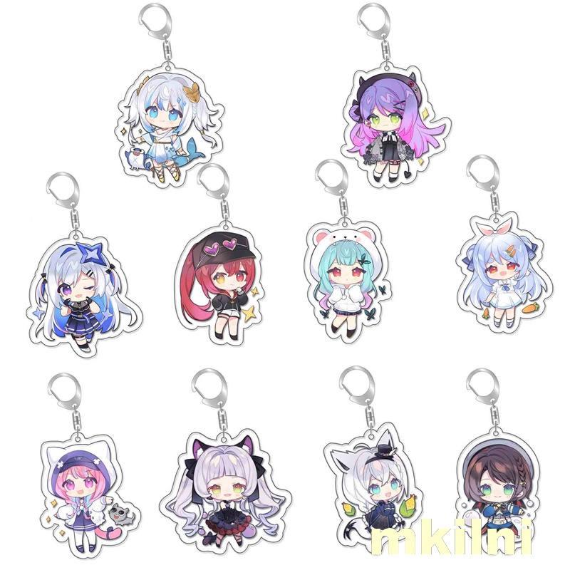 Newly Kawaii Anime Hololive Vtuber Cosplay Keychain Gawr Gura Watson ...
