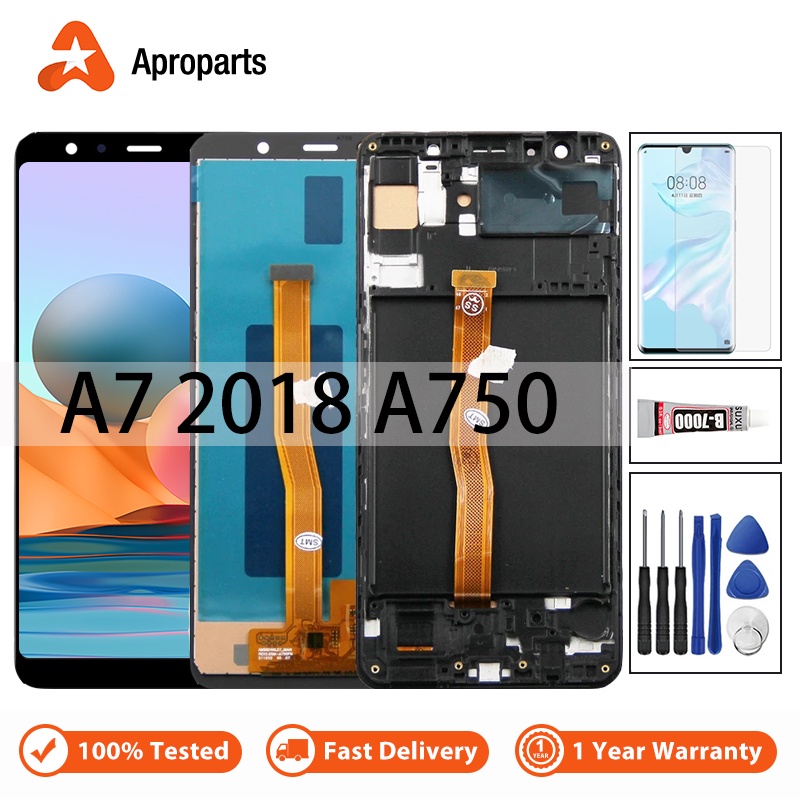 AMOLED For Samsung A7 2018 A750 A750F A750G/DS LCD Display Touch Screen Digitizer Assembly With ...