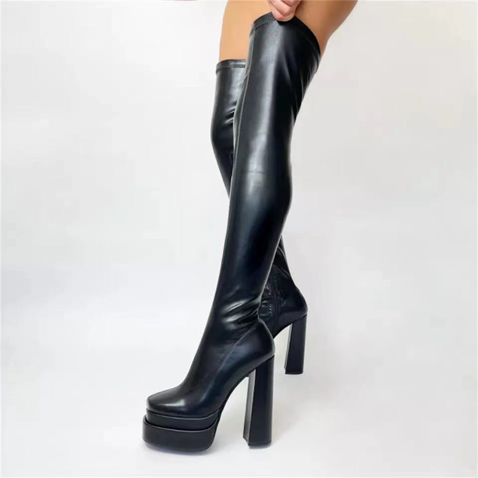 Woman Boots 2024 Winter High Heel Devil Punk Platform Shoes Plus Size ...