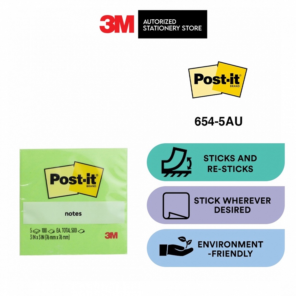 3M Post-it® Notes 654-5AU 3x3 500 Sheets [MP6545AU] | Shopee Philippines