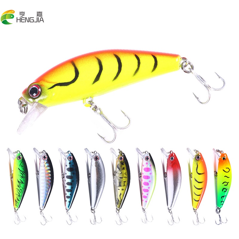 HENGJIA 1 Pcs 9 Color Laser Minnow Fishing Lure 55mm Hard Plastic Swimbait 3d Eyes Sinking Baits ...