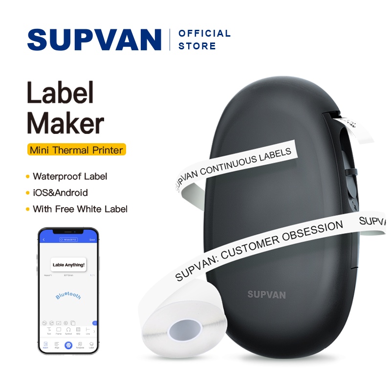 SUPVAN Label Makers E10 Handheld Portable Label Printer Wireless Label ...