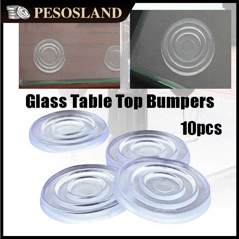 10Pcs 24MM Round Glass Table Top Bumpers Anti Slip Threaded Mat Anti ...