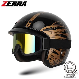 Zebra 603 Classic Helmet Half Face Motorcycle Universal Vintage Retro ...