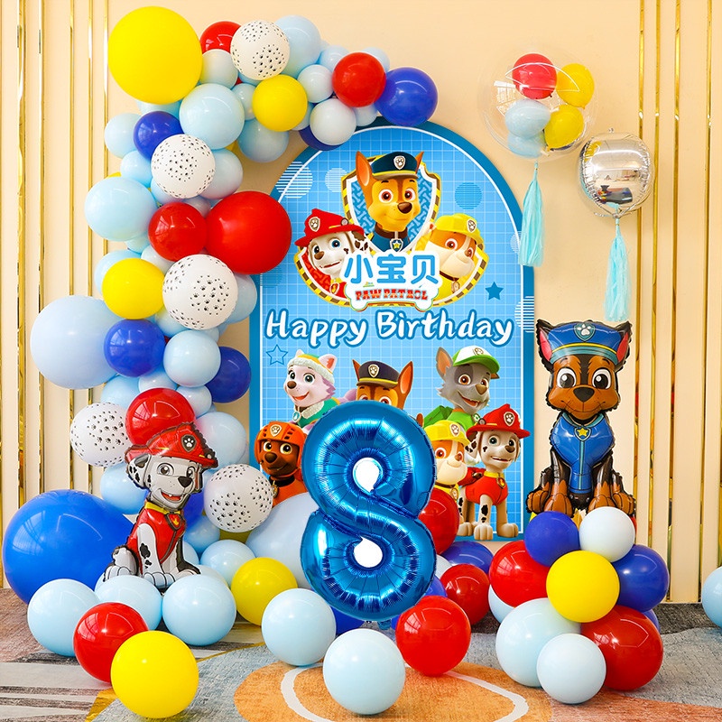 62pcs Paw Patrol Theme Paw Patrol Balloons Birthday Party Decorations 32inch Number Balloon Baby ...