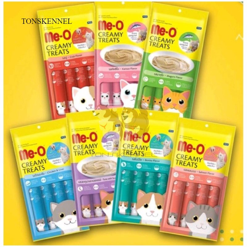 Meo Creamy Treats 60gr Me-o Cat Snack Kitten Adult Salmon Crab Bonito ...