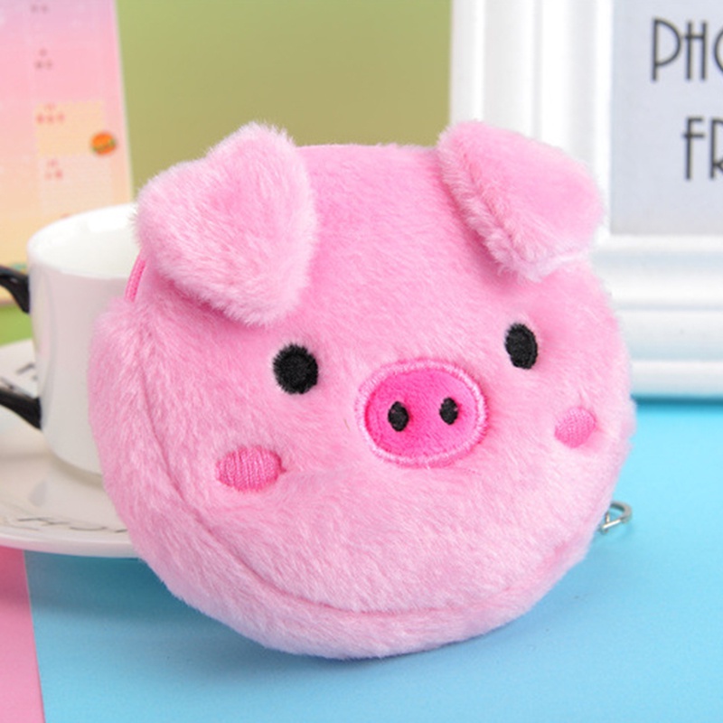 Cartoon Plush Animal Shape Mini Wallet Cute Pig Cat Sheep Wallets ...