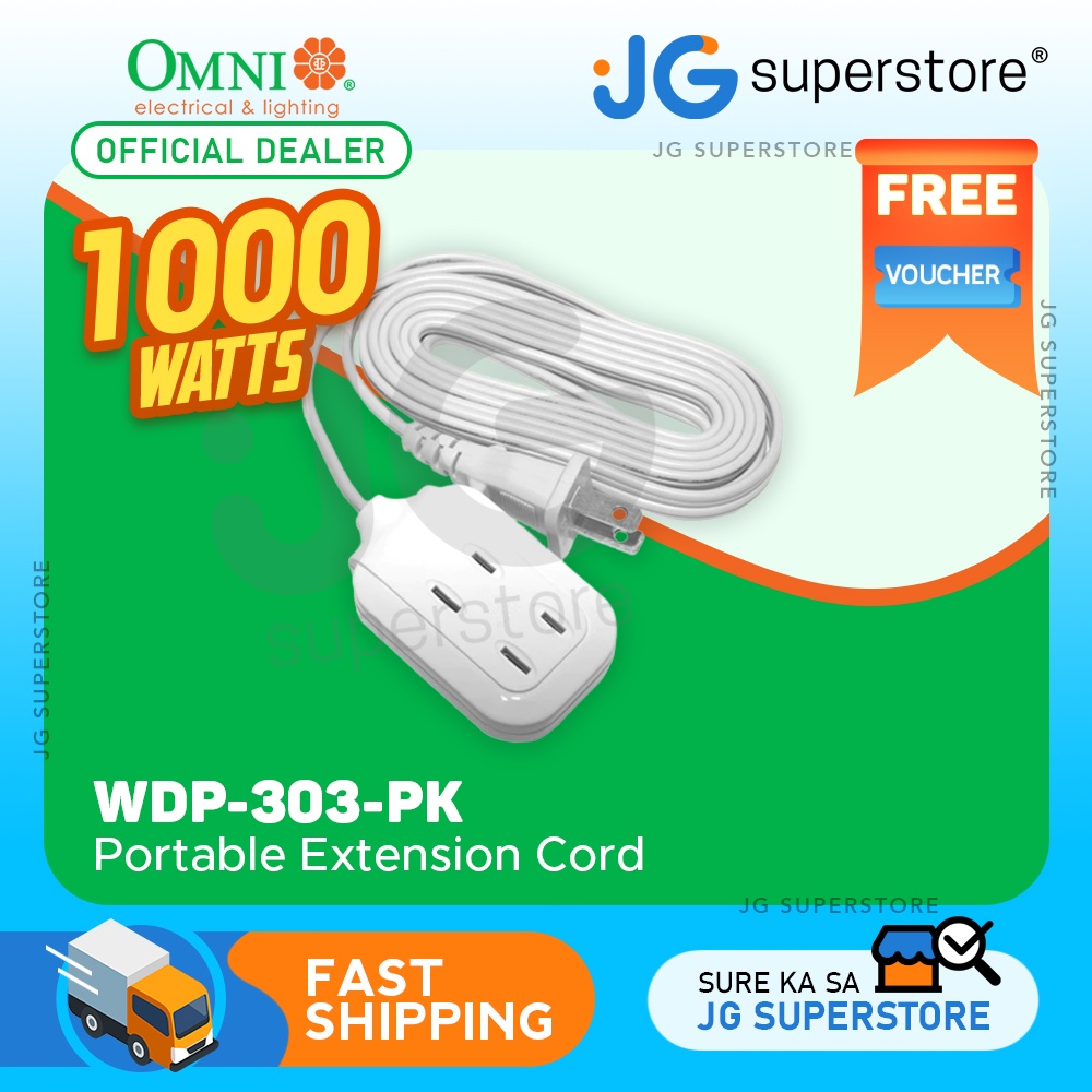 OMNI 1000W 6A 220V 3-Gang 3 Meters Dual Portable Extension Cord Cable ...