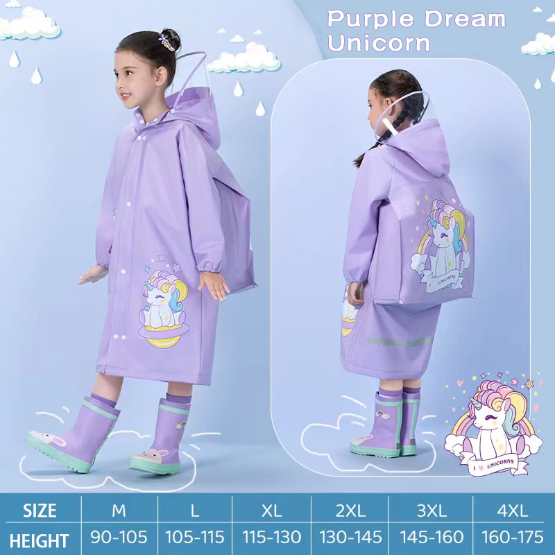 EVA raincoat for kids Boys and girls Pupils with bags Full body ...