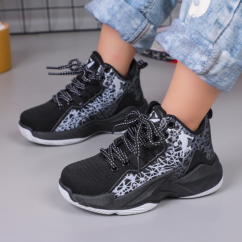 New basketball shoes for kids boys high top rubber braided basketball ...