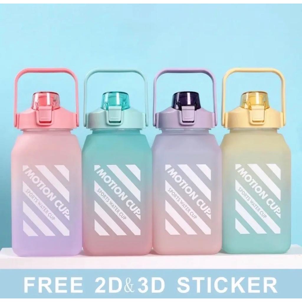 2 Liter Rainbow Gradation Color Box Drinking Bottle/2000ML Free Sticker ...