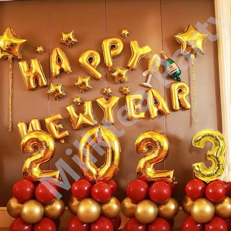 2023 Happy New Year Balloons Party Decorations Number Balloon Latex ...