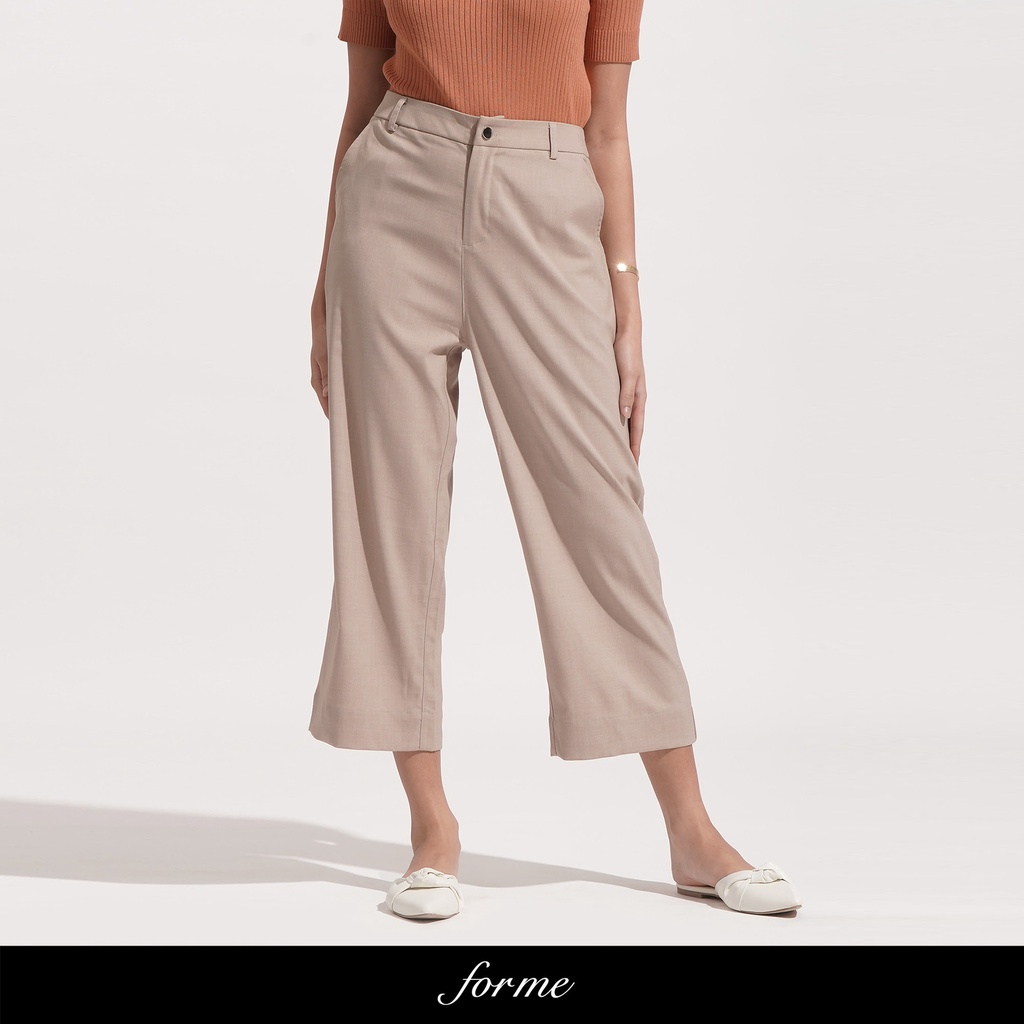 ForMe REFORME Recycled Cropped Pull Up Trousers Pants for Women (Beige ...