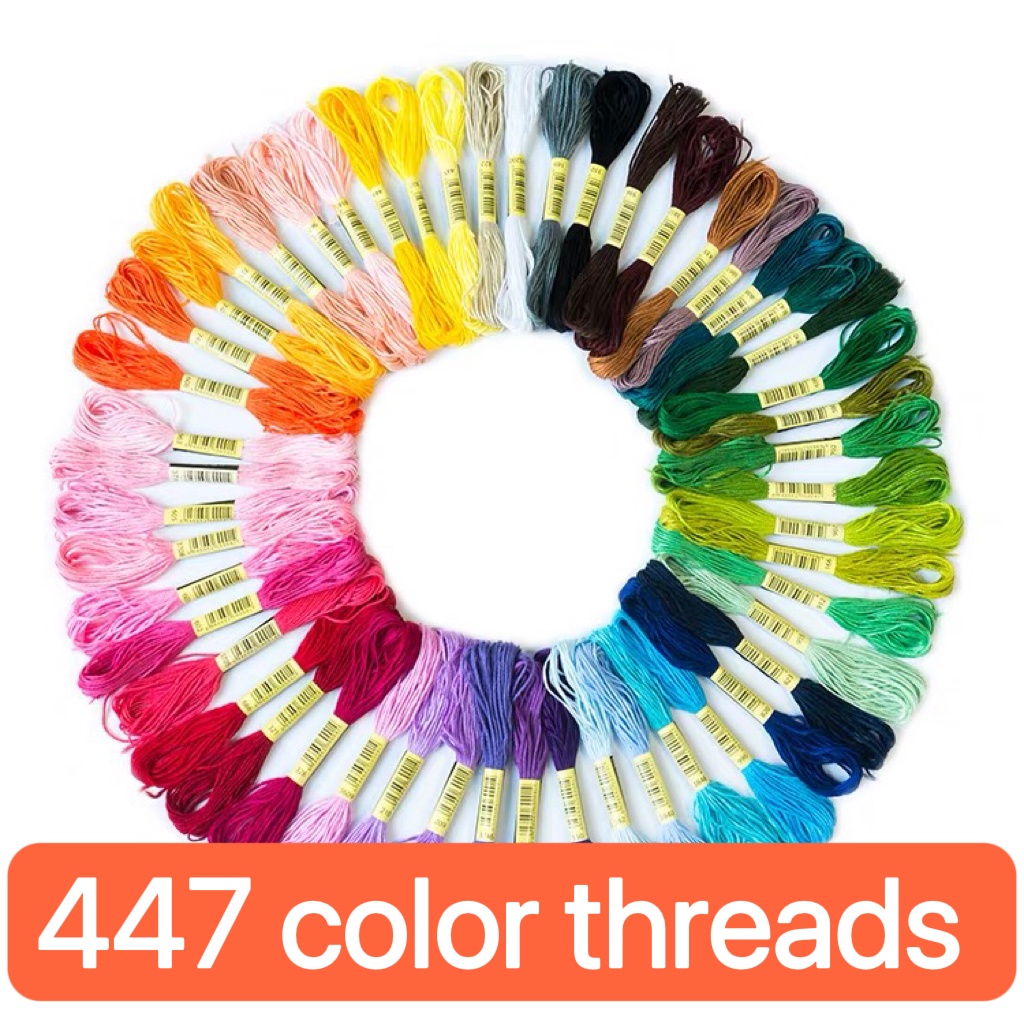 【In Stock】Dmc Threads 447 Colors Cross Stitch Kit Thread Crosstitch Thread Premium Rainbow Color ...