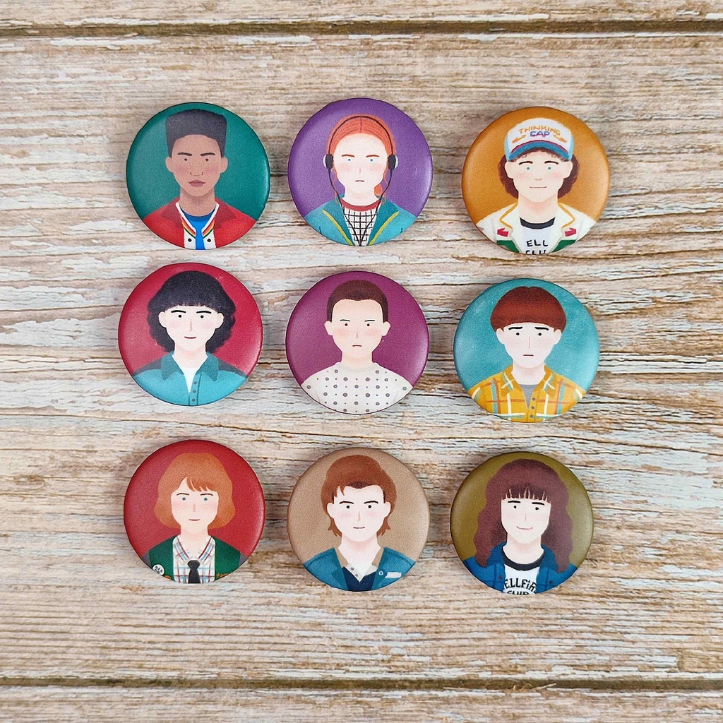 Stranger Things Season 4 button pins - Steve, Robin, Eddie Munson ...