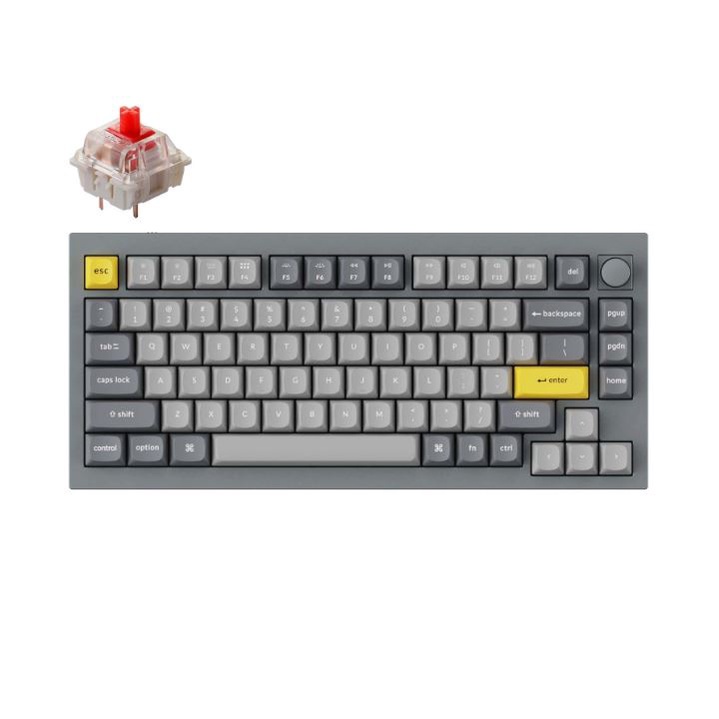 Keychron Q1 Knob QMK Mechanical Keyboard (Silver Grey, 75%, Wired, RGB ...