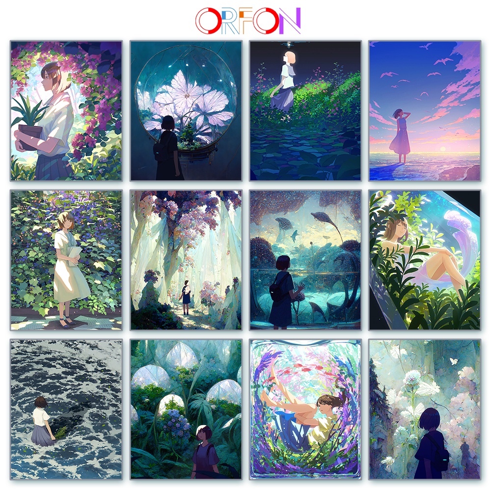 【ORFON】Paint by numbers 40*50cm DIY frame manual coloring small fresh short hair girl home ...