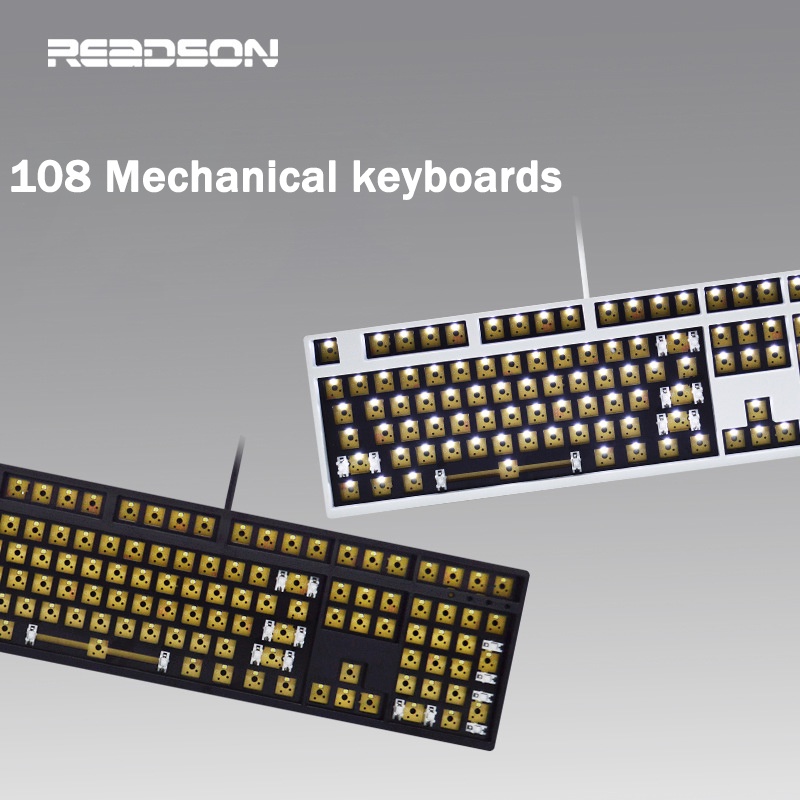 108 Keys Mechanical Keyboard Kit Black White UBS Wired Single mode DIY ...