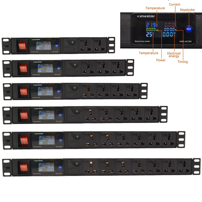 Smart Display Power Distribution Unit Power Board Socket With Surge Protection C14 Uk Plug 2m